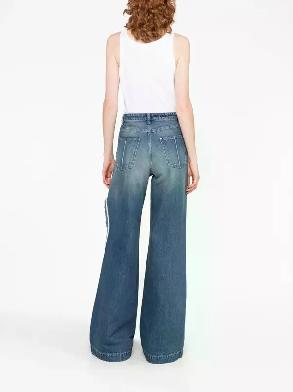 PETER DO Indigo Cotton Wide-leg Jeans With Ripped Detailing