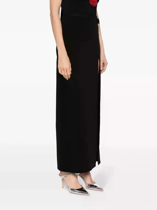 Magda Butrym Floral Appliqué Wool-blend Skirt