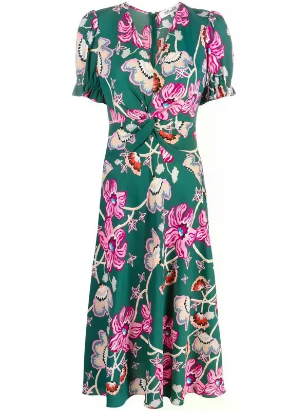 Diane Von Furstenberg Anaba Floral-print Crêpe Dress - Green