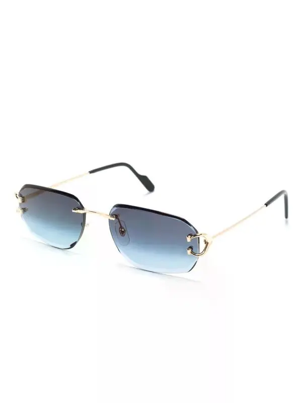Cartier Tone Metal Rectangle-frame Rimless Sunglasses