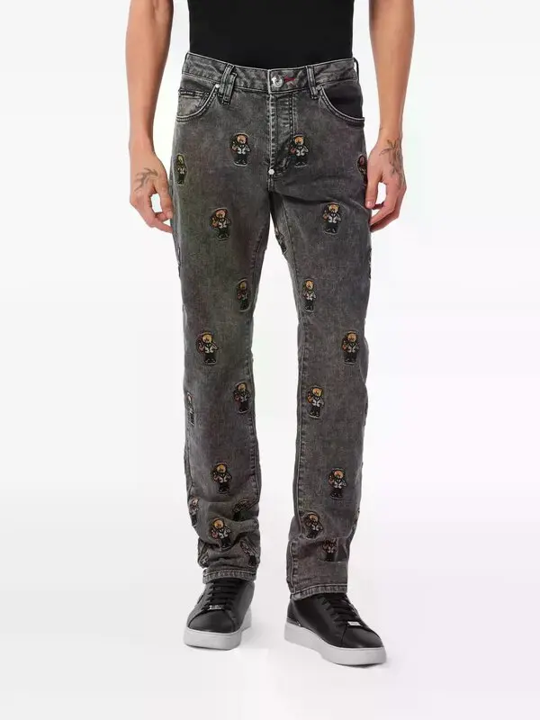 Philipp Plein Bear Motif Jeans