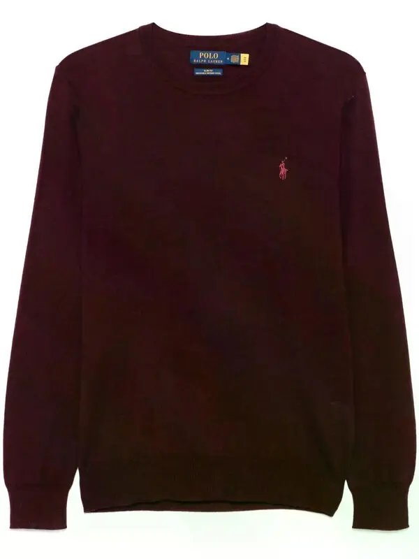 Polo Ralph Lauren Wool Knit Crew Neck Sweater With Embroidered Pony - Red