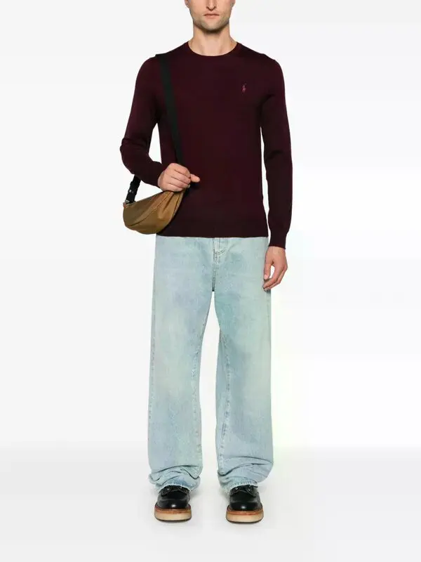 Polo Ralph Lauren Wool Knit Crew Neck Sweater With Embroidered Pony - Red