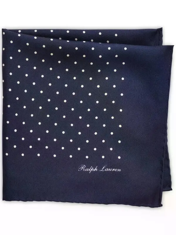 Ralph Lauren Purple Label Polka Dot Silk Pocket Square - Blue