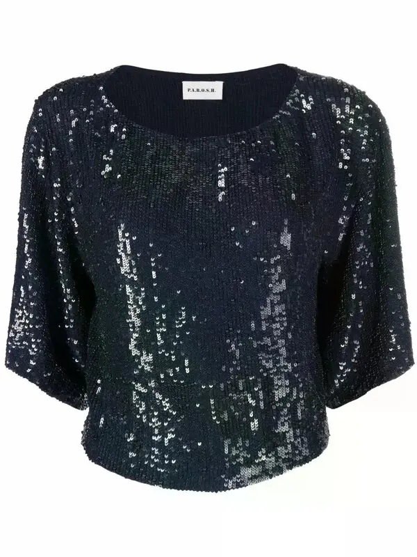 P.a.r.o.s.h Embellished Cropped Blouse - Blue