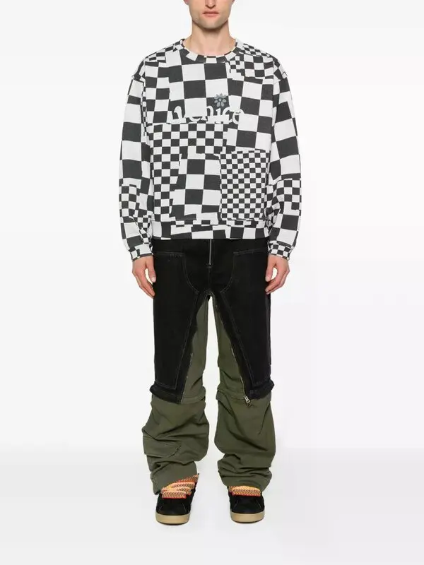 ERL Logo-print Checked Sweatshirt - Black