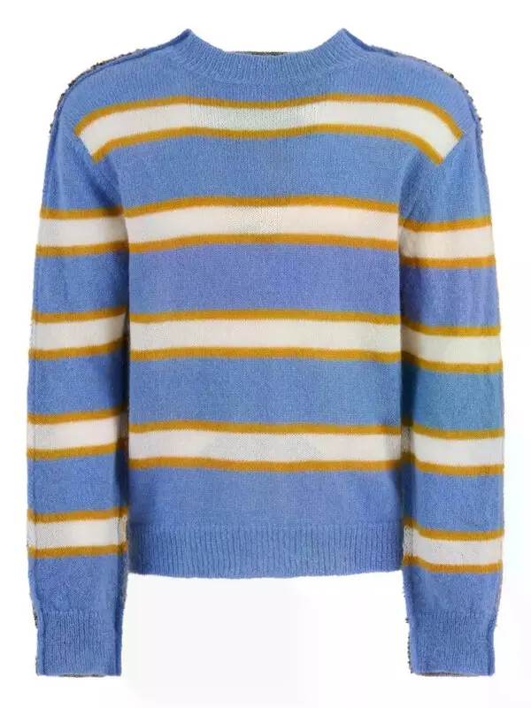 Marni Striped Long Sleeve Sweater - Blue