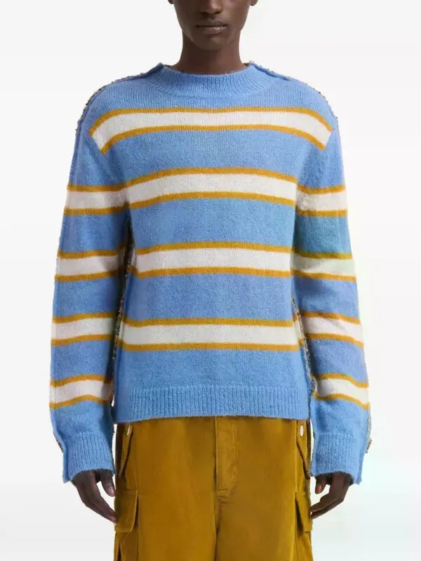 Marni Striped Long Sleeve Sweater - Blue