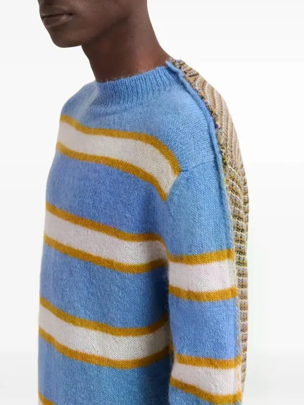 Marni Striped Long Sleeve Sweater - Blue