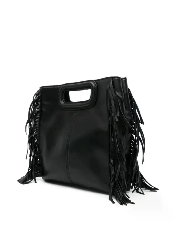 Maje M Fringed Leather Tote Bag - Black