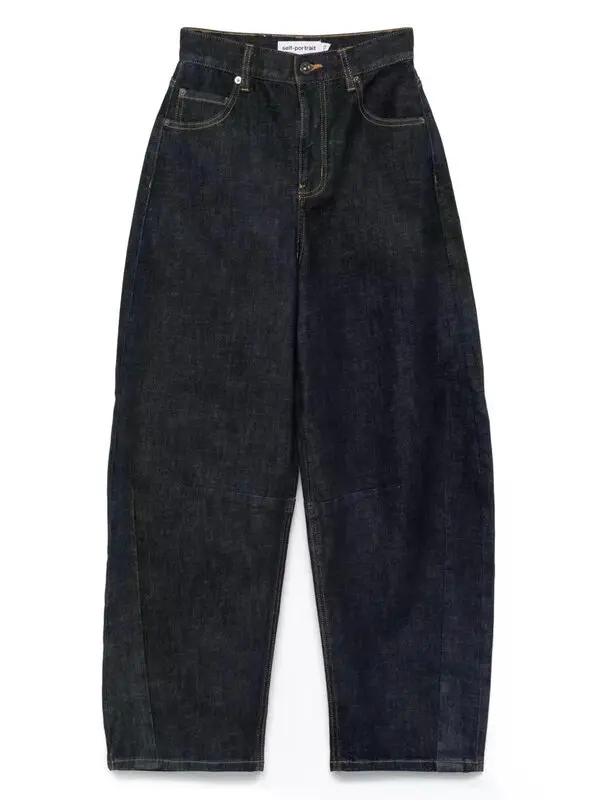 SELF-PORTRAIT High-waisted Wide-leg Denim Trousers
