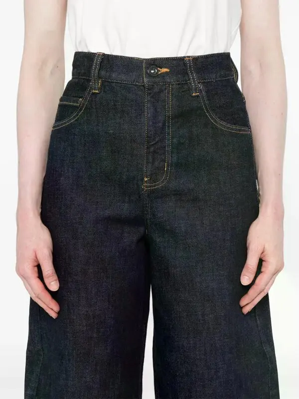 SELF-PORTRAIT High-waisted Wide-leg Denim Trousers