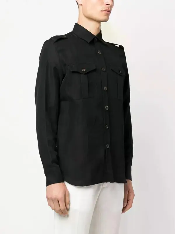 PT TORINO Long-sleeves Cotton-linen-blend Shirt