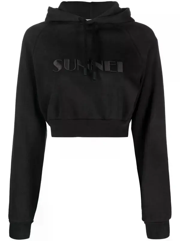 Sunnei Cropped Logo Hoodie