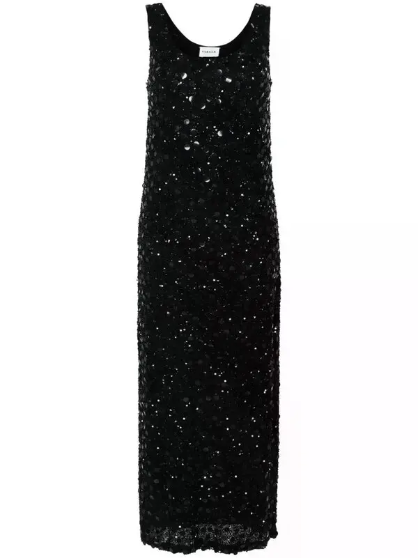 P.a.r.o.s.h Sequinned Sleeveless Midi Dress - Black