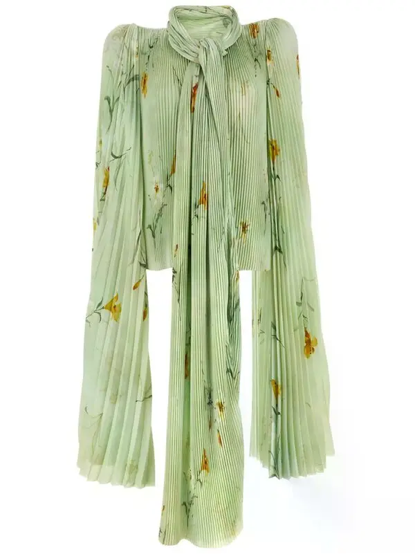 Balenciaga Floral-print Pleated Blouse