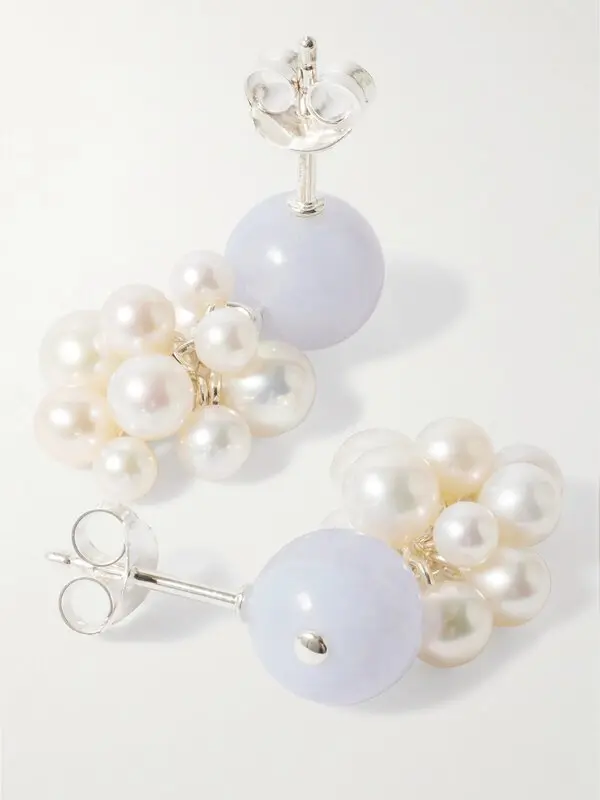 Completedworks Till The Stars Wane Recycled Agate And Pearl Earrings