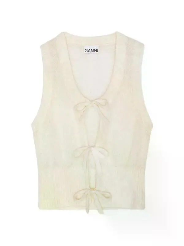 GANNI Tie Front Vest - Neutrals