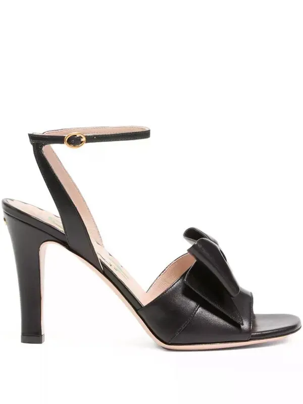 Valentino Garavani Bow Detail Leather Heeled Sandals - Black