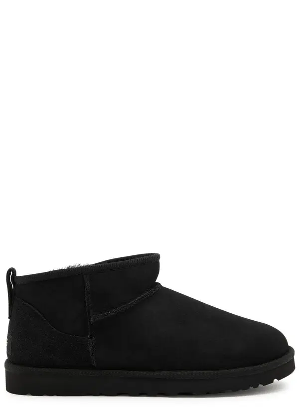 UGG Ultra Mini Suede Ankle Boots - Black