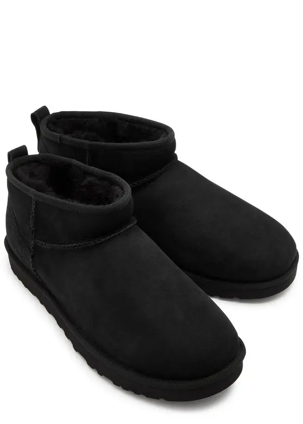 UGG Ultra Mini Suede Ankle Boots - Black