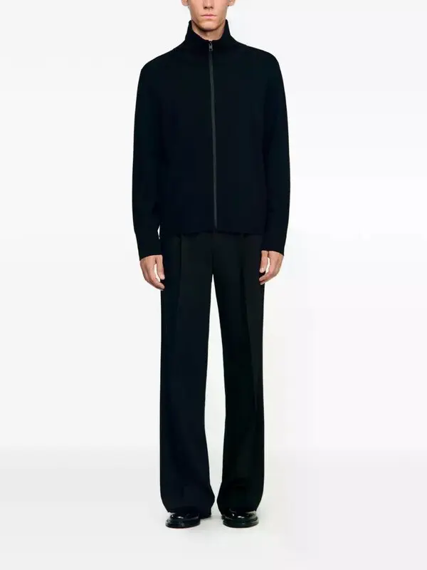 Sandro Zip-up Wool Cardigan - Black