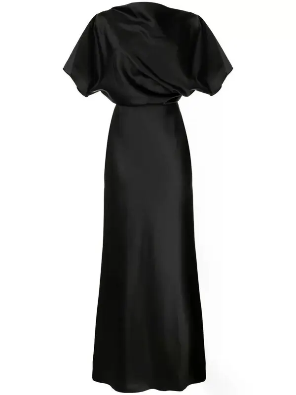 Amsale Draped Satin Gown - Black