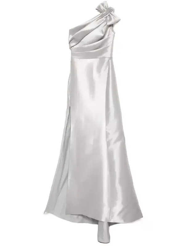 Amsale Mikado Draped Bodice Gown - Grey