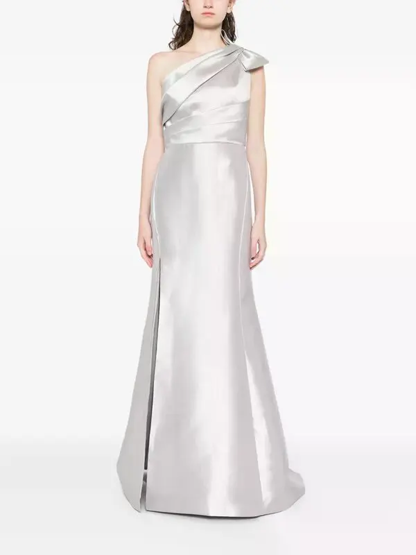 Amsale Mikado Draped Bodice Gown - Grey
