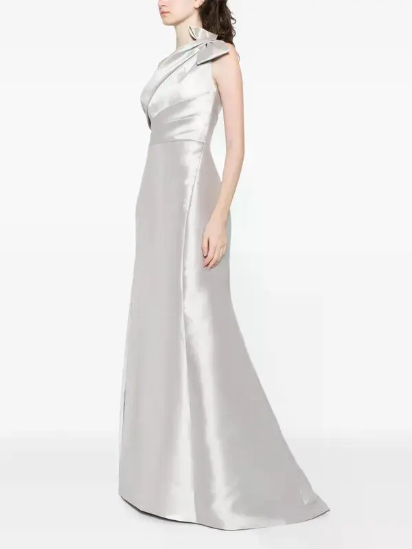 Amsale Mikado Draped Bodice Gown - Grey