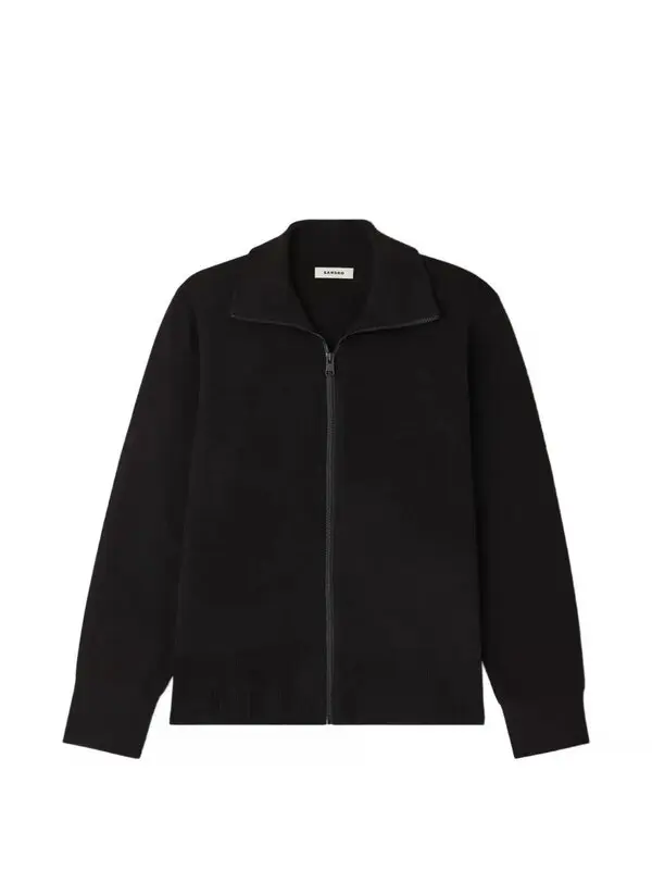 Sandro Zip-up Wool Blend High Neck Cardigan - Blue