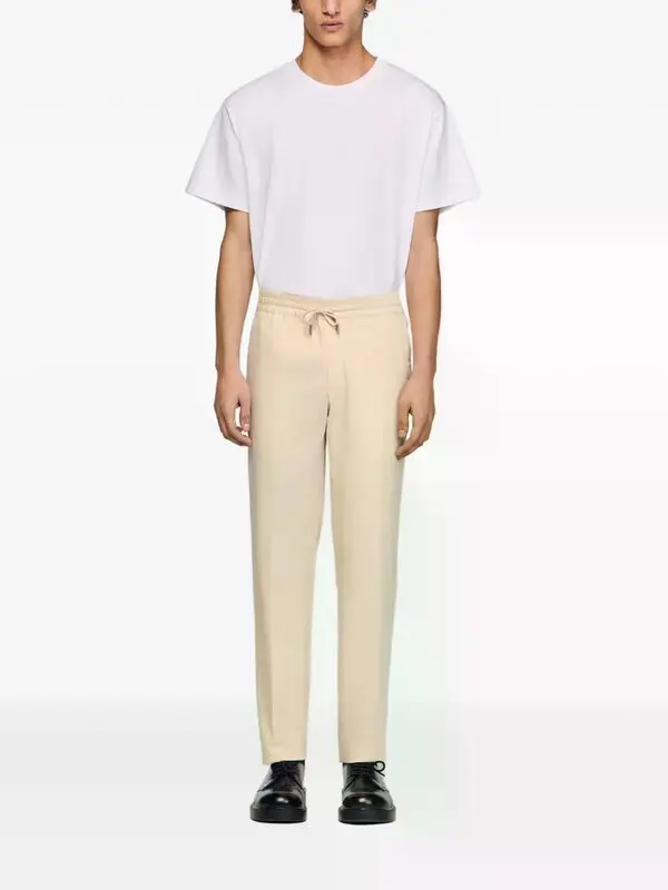Sandro Elasticated Drawstring Straight-leg Trousers - Neutrals
