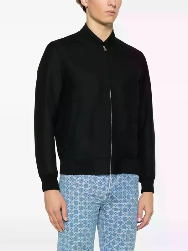 Sandro Zip-up Bomber Jacket With Ribbed Detailing