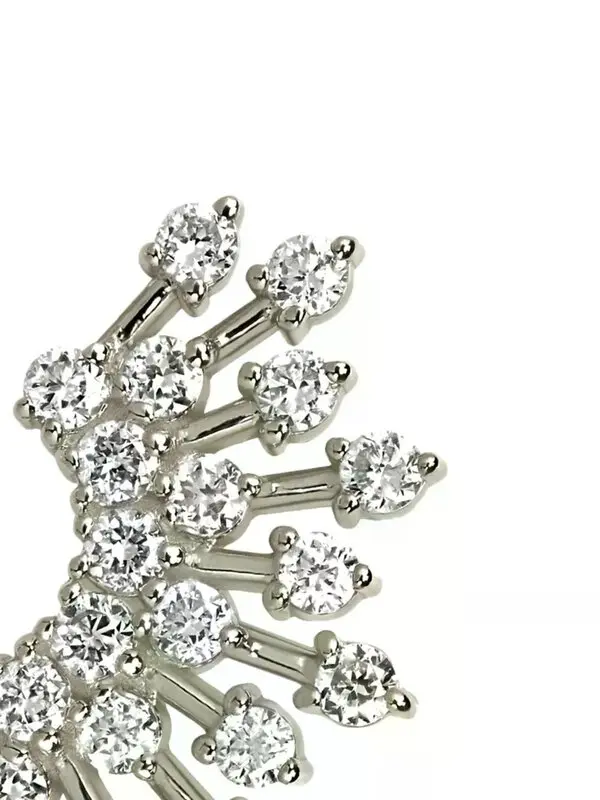 LARK & BERRY 14kt White Gold Diamond Sun Rays Tiara Stud Earring - Silver
