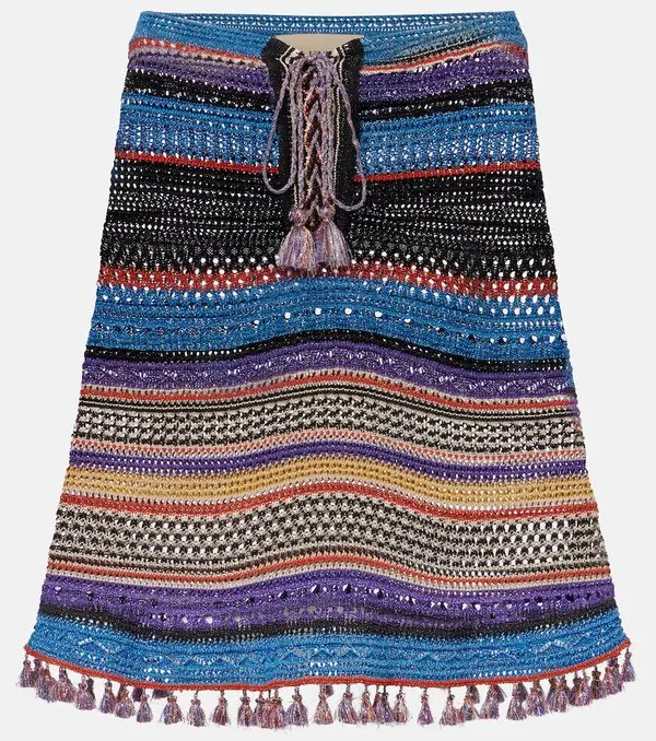Valentino Garavani Crochet Striped Lame Poncho - Multicoloured