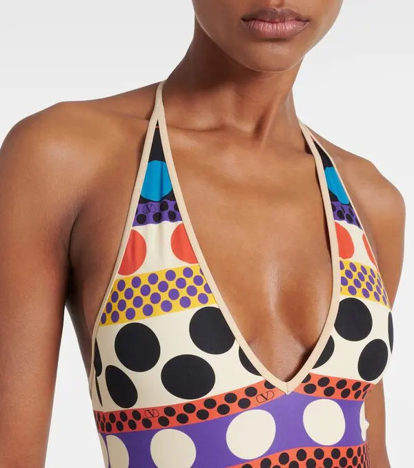 Valentino Garavani Belted Polka-dot Swimsuit - Multicoloured