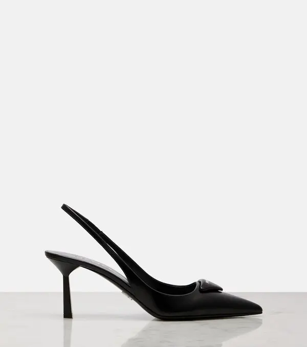 Prada Leather Slingback Pumps - Black