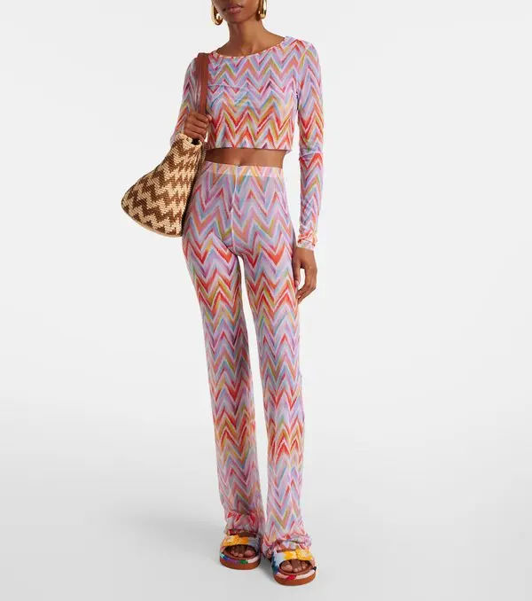 Missoni Zigzag Printed Tulle Straight Leg Trousers