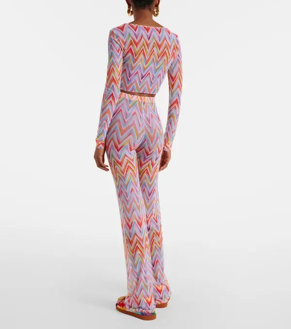 Missoni Zigzag Printed Tulle Straight Leg Trousers