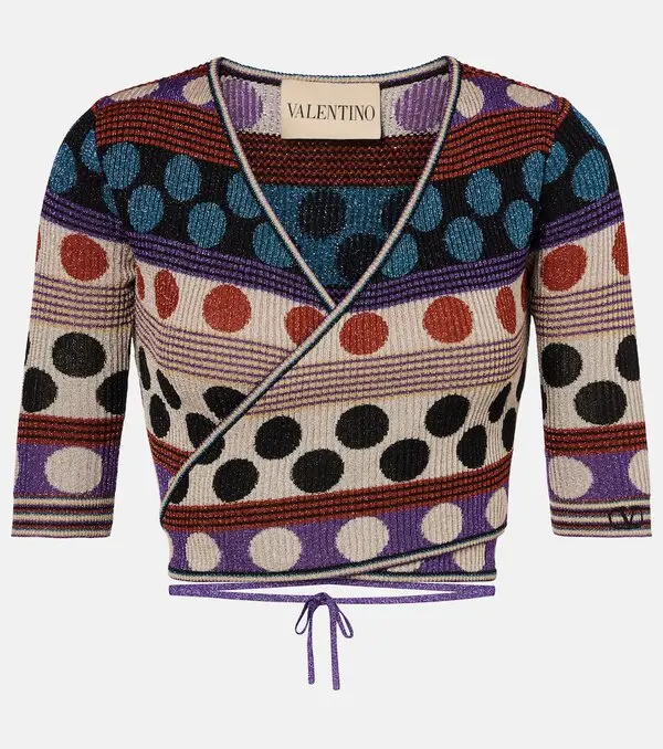 Valentino Garavani Polka-dot Jacquard Lame Wrap Top - Multicoloured