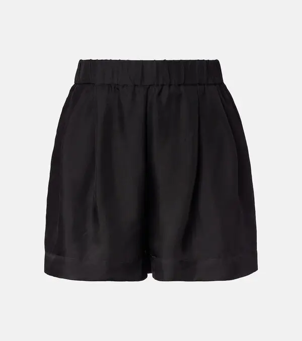 Asceno Silk Twill Shorts - Black
