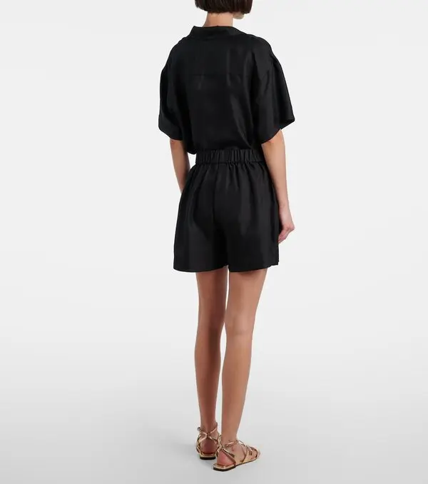 Asceno Zurich Silk Twill Shorts - Black