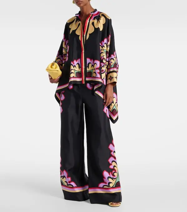 La DoubleJ Printed Silk Palazzo Pants