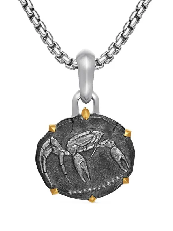 David Yurman 18kt Yellow Gold And Sterling Cancer Amulet - Silver
