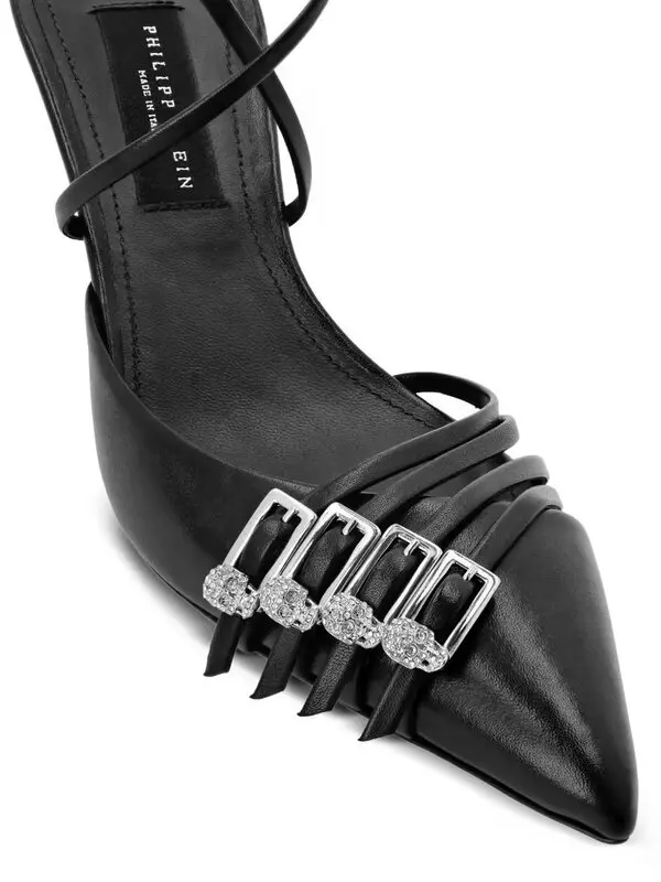 Philipp Plein Strappy Kitten Pumps With Rhinestone Embellishments