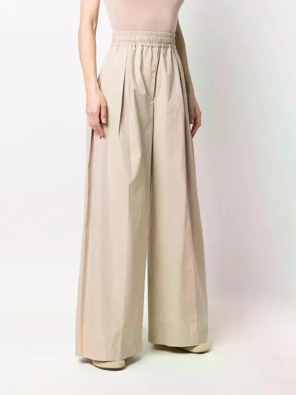 Aspesi Beige Cotton Wide-leg High-waist Trousers