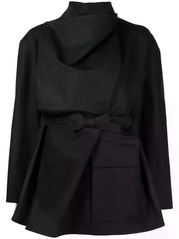JNBY Asymmetrical Layered Tie-waist Jacket - Black
