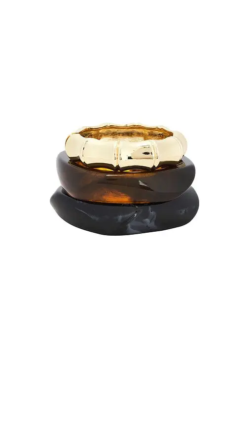 EPIFENE Resin And Gold-tone Bangle Set Of 3 - Brown