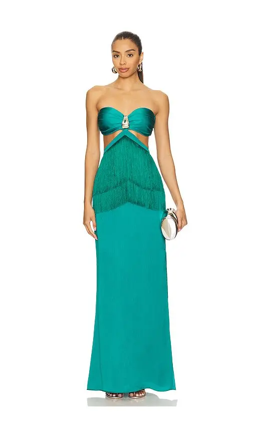 BAOBAB Dua Maxi Dress With Fringe Detail - Green