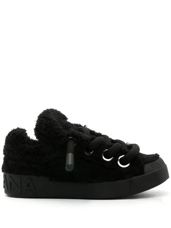 Dolce & Gabbana Portofino Terry-cloth Sneakers - Black